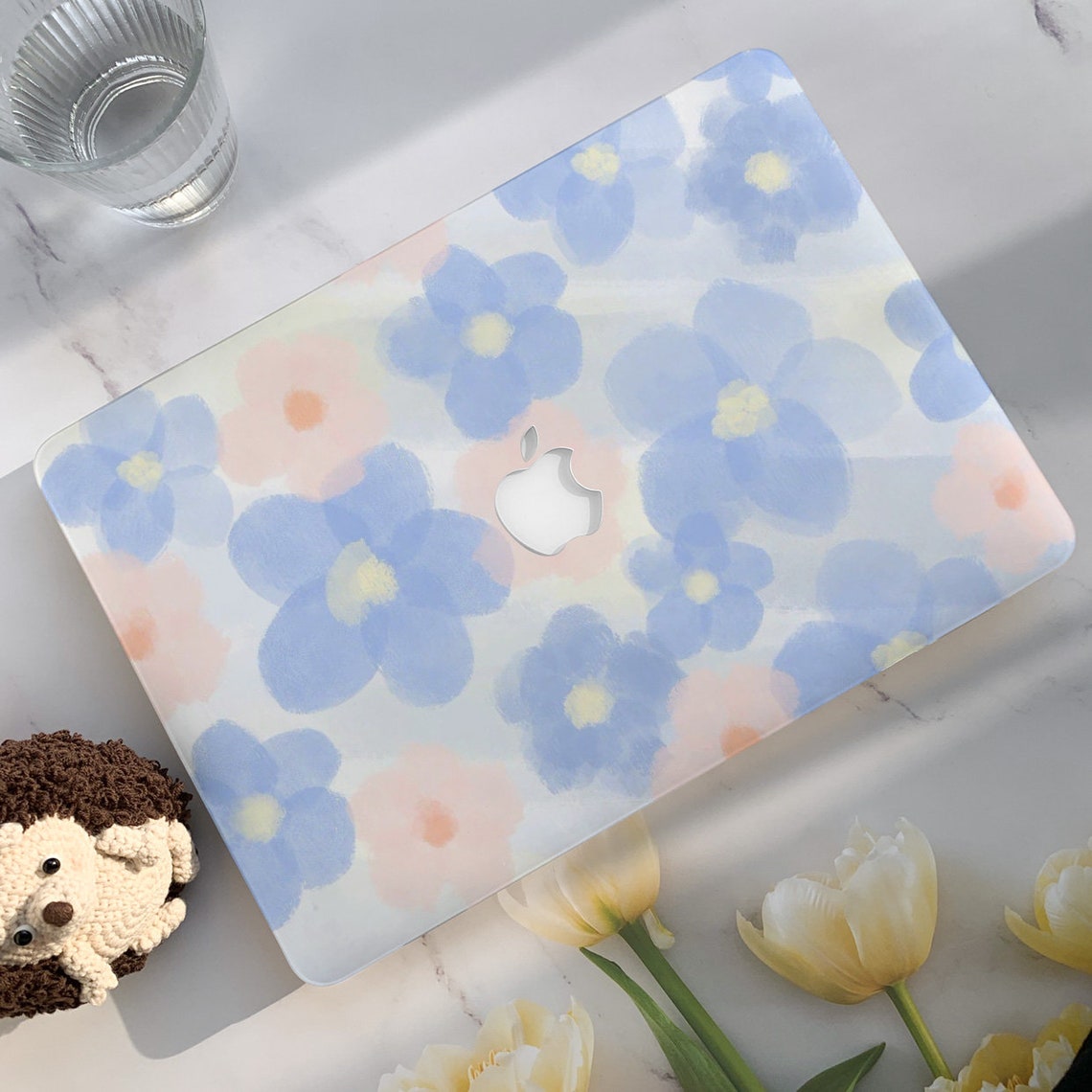 Pink&blue Flowers Macbook Air Case Hard Laptop Case for - Etsy