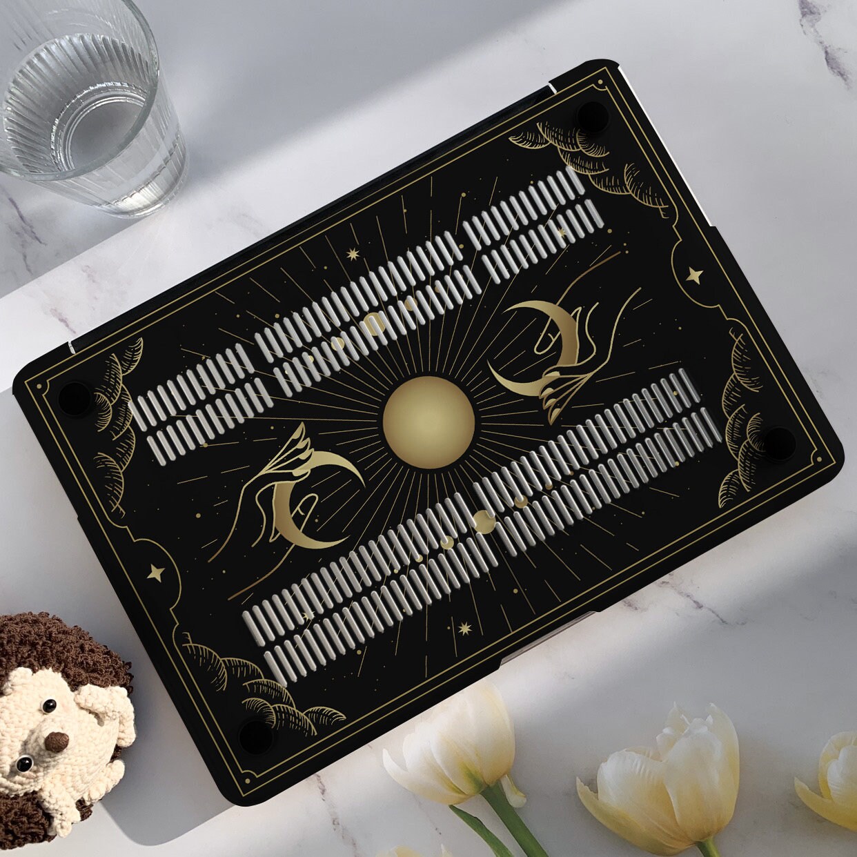 Moon Tarot MacBook Case: Black & Gold Celestial Laptop Cover - Etsy