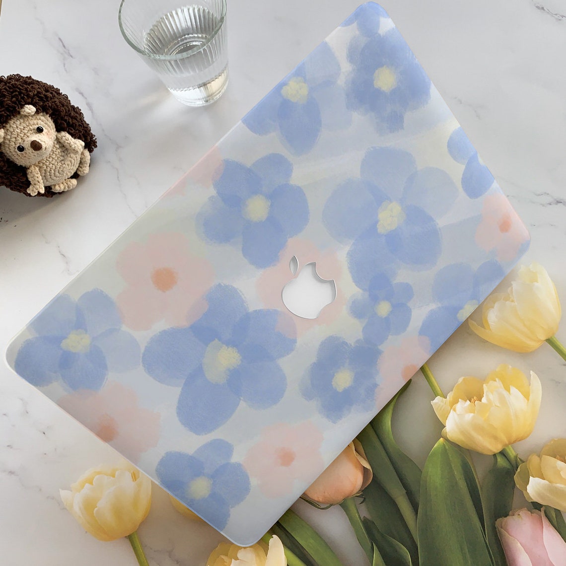 Pink&blue Flowers Macbook Air Case Hard Laptop Case for - Etsy