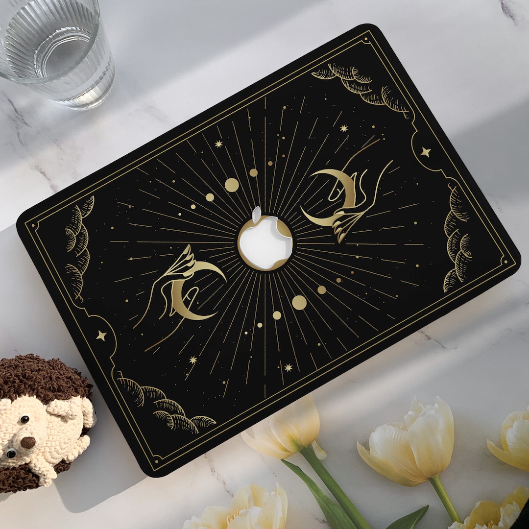 Moon Tarot MacBook Case: Black & Gold Celestial Laptop Cover - Etsy