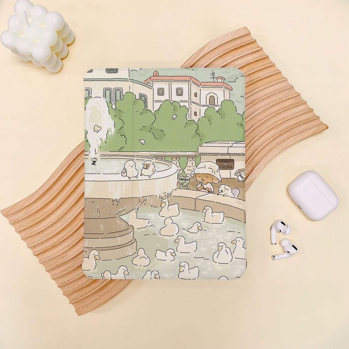 Cute Cartoon Park Dog Duck iPad Case Cover for iPad Air 5, New iPad 10 ...