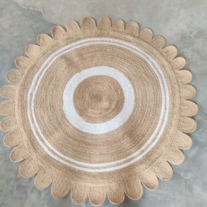 Round Scalloped Rug Scalloped Jute Rug Scallop Jute Braided - Etsy