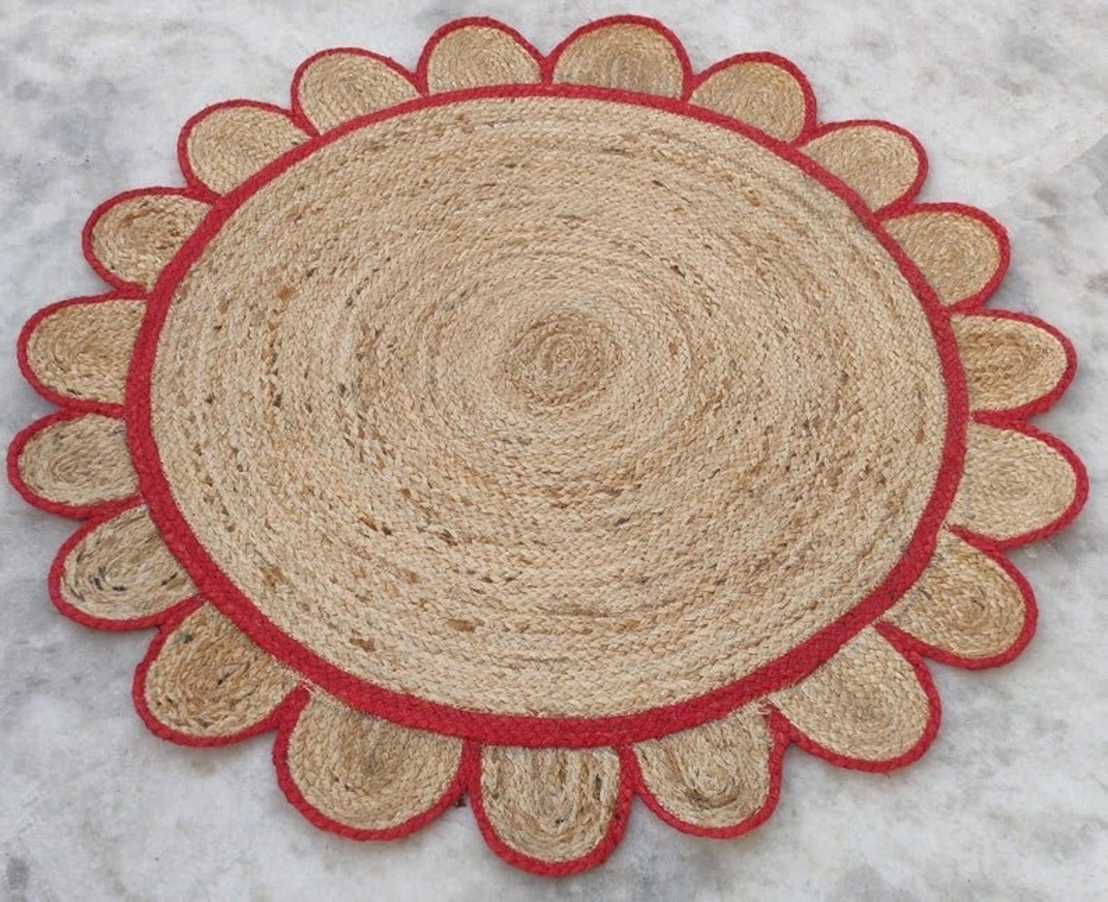 Round Scalloped Rug Scalloped Jute Rug Scallop Jute Braided - Etsy