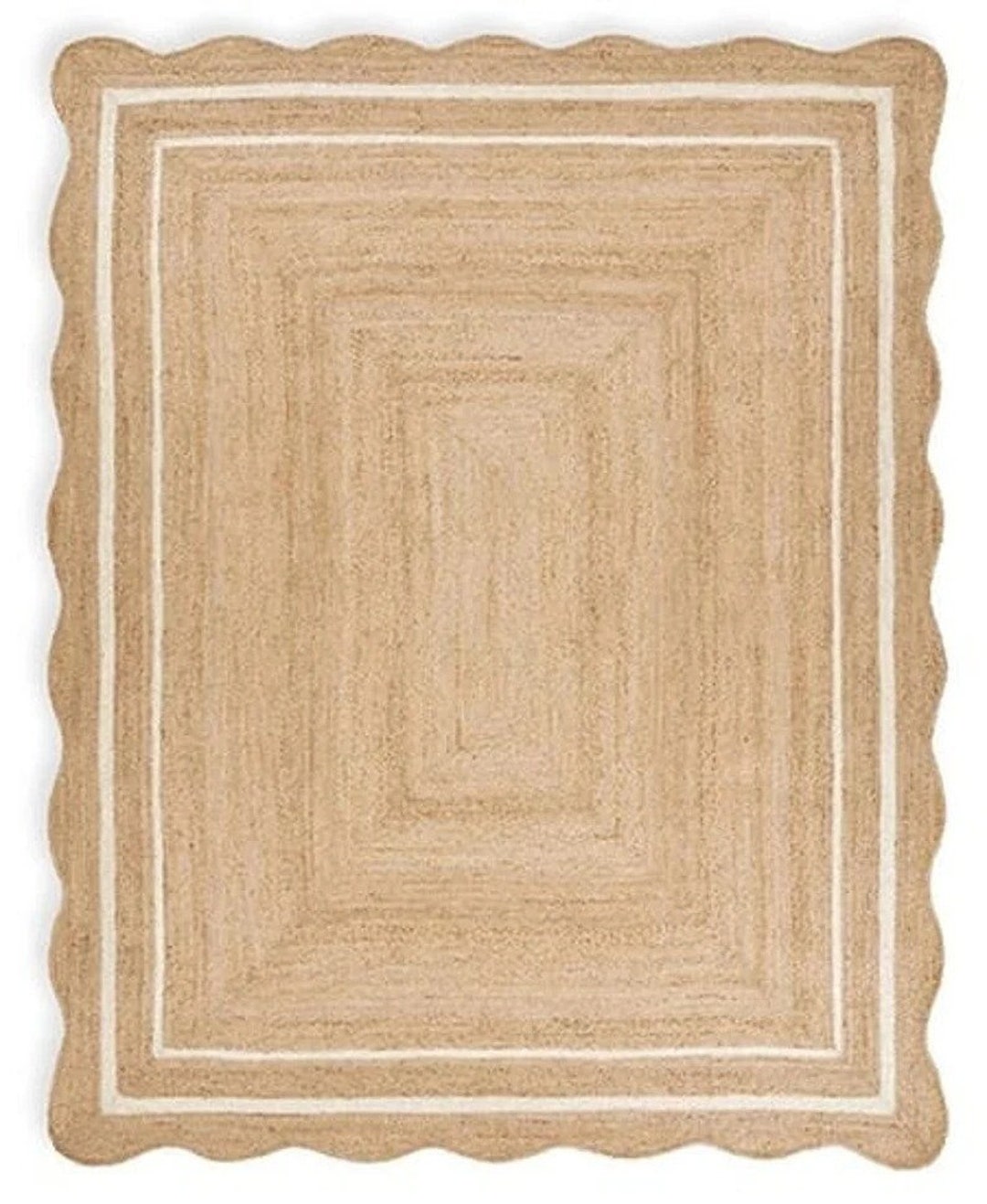 Scallop Rug Natural Jute Rug, Scallop Jute Rug, Scalloped Rug, Area Rug ...
