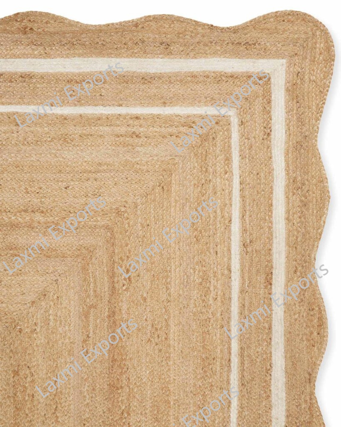 Natural Jute Scalloped Rug Bohemian Scallop Rug Natural Jute - Etsy