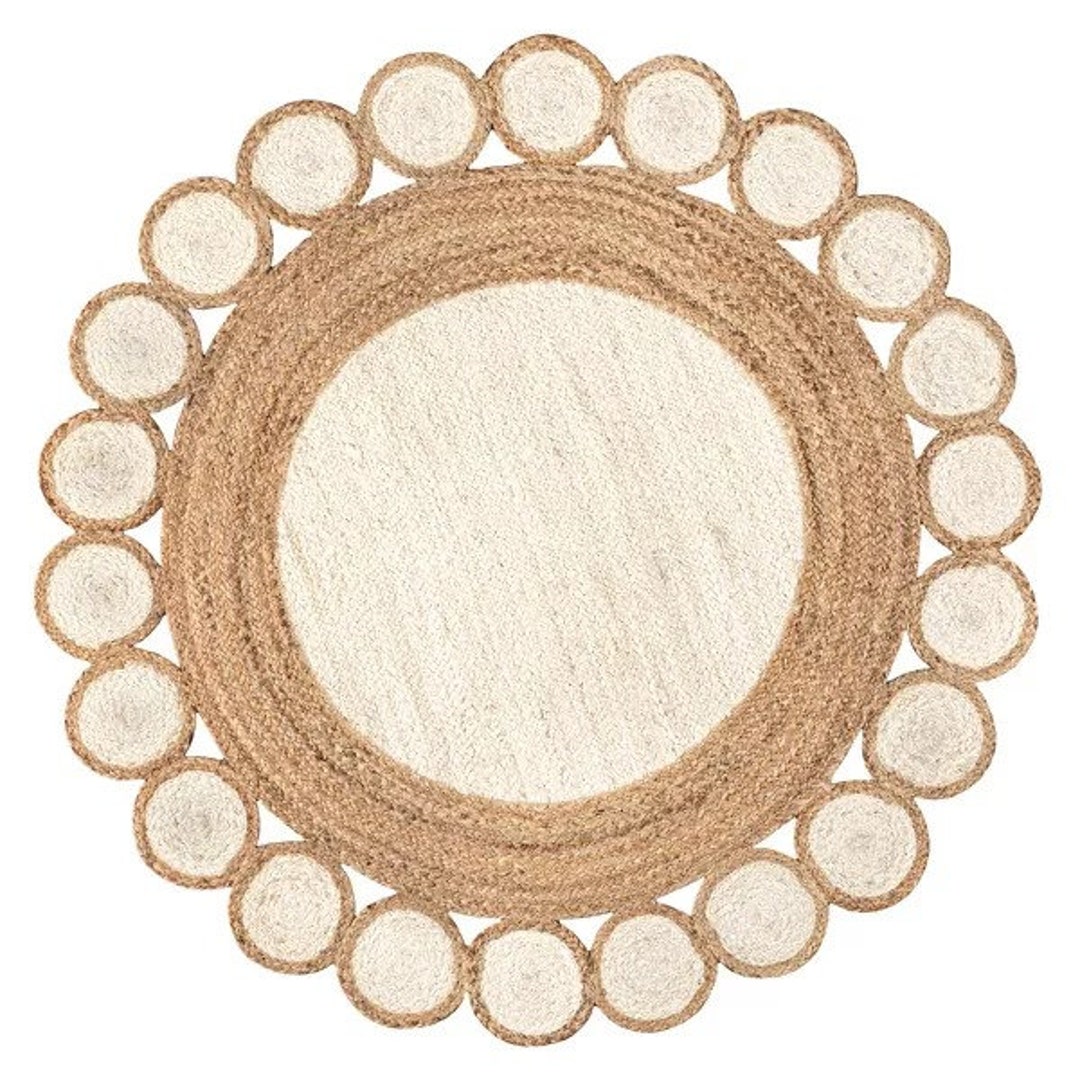 Round Scalloped Rug Scalloped Jute Rug Scallop Jute Braided - Etsy