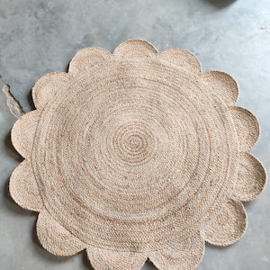 Round Scalloped Rug Scalloped Jute Rug Scallop Jute Braided - Etsy