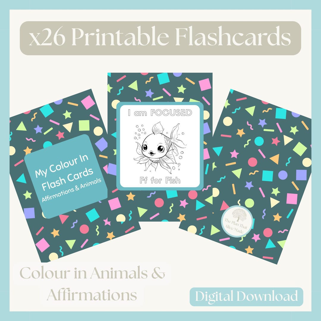 Colour in Flash Cards - Animal & Affirmation - for Babies and Children ...