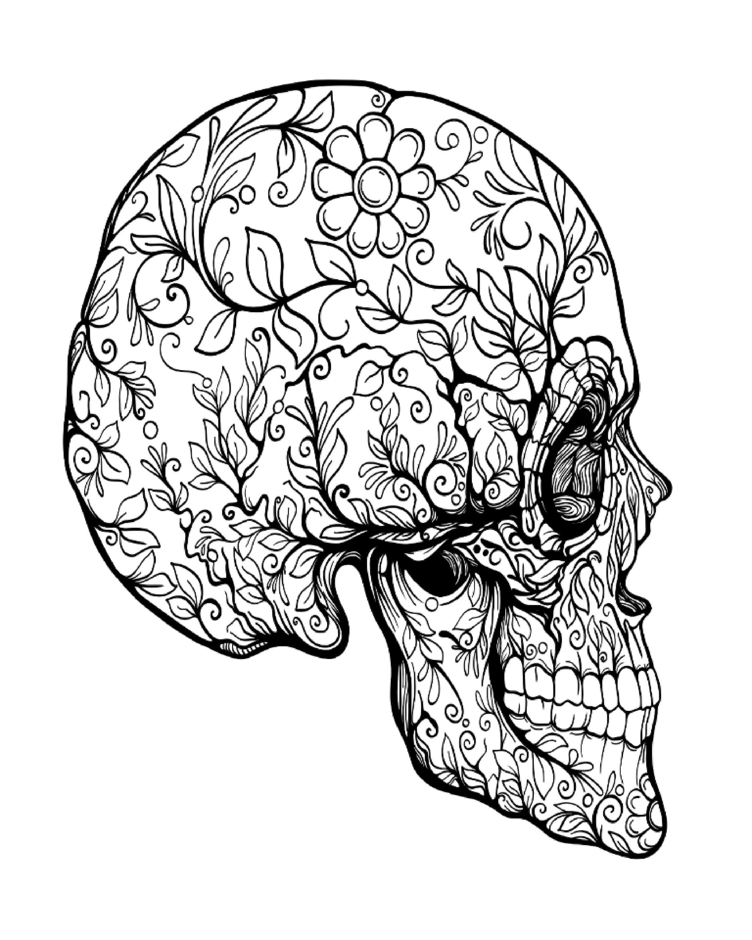 Sugar Skull Colouring Pages - Etsy