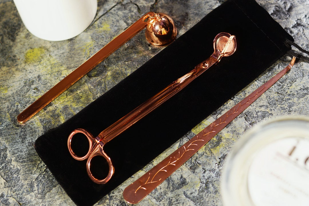 Candle Care Tool Set: Rose Gold With Black Suede Pouch - Etsy UK