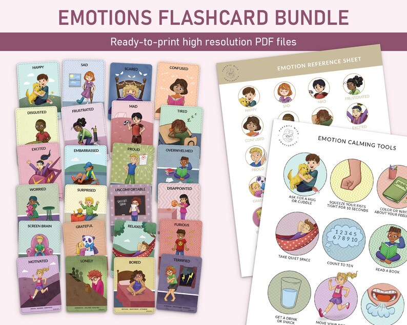 Emotion Flashcards for Older Kids Ages 5-14 | Adolescent Emotional ...