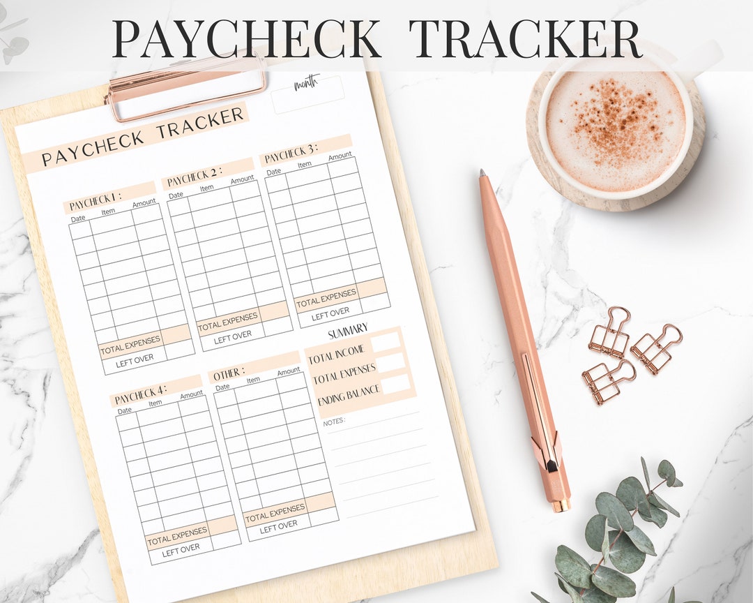 Paycheck Tracker, Monthly Budget Planner, Bill Tracker - Etsy