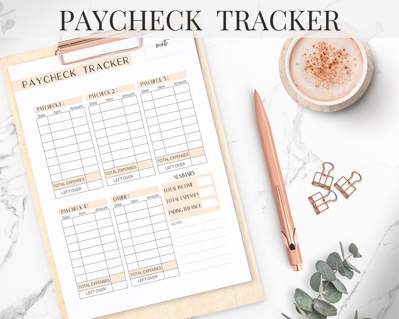 Paycheck Tracker, Monthly Budget Planner, Bill Tracker - Etsy