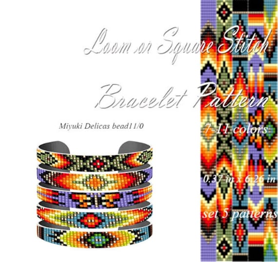Native American Style Pattern Loom Pattern Bracelet Cuff DIY | Etsy