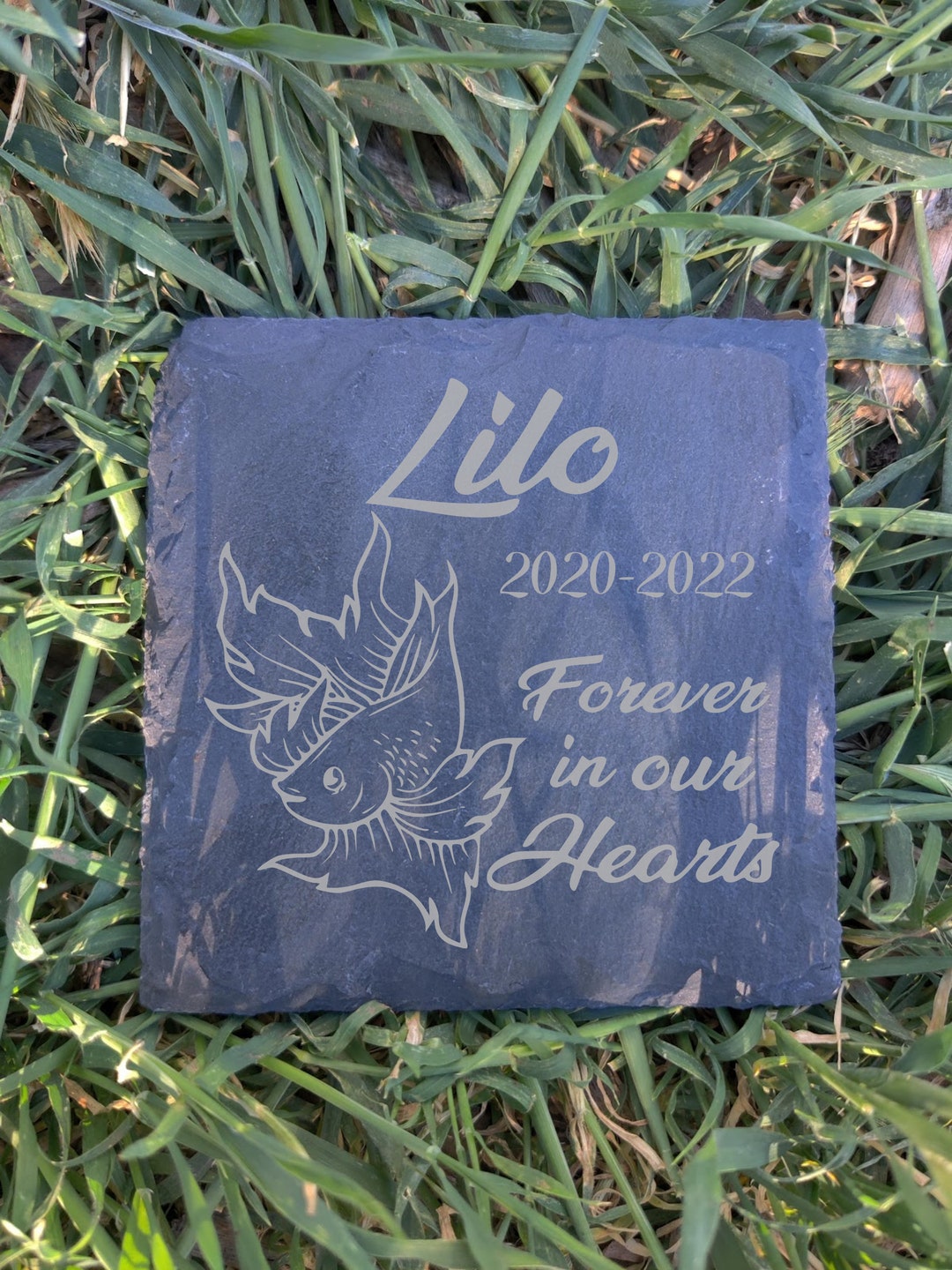 Custom Engraved Slate Beta Fish Memorial Plaque (4x4) - Etsy
