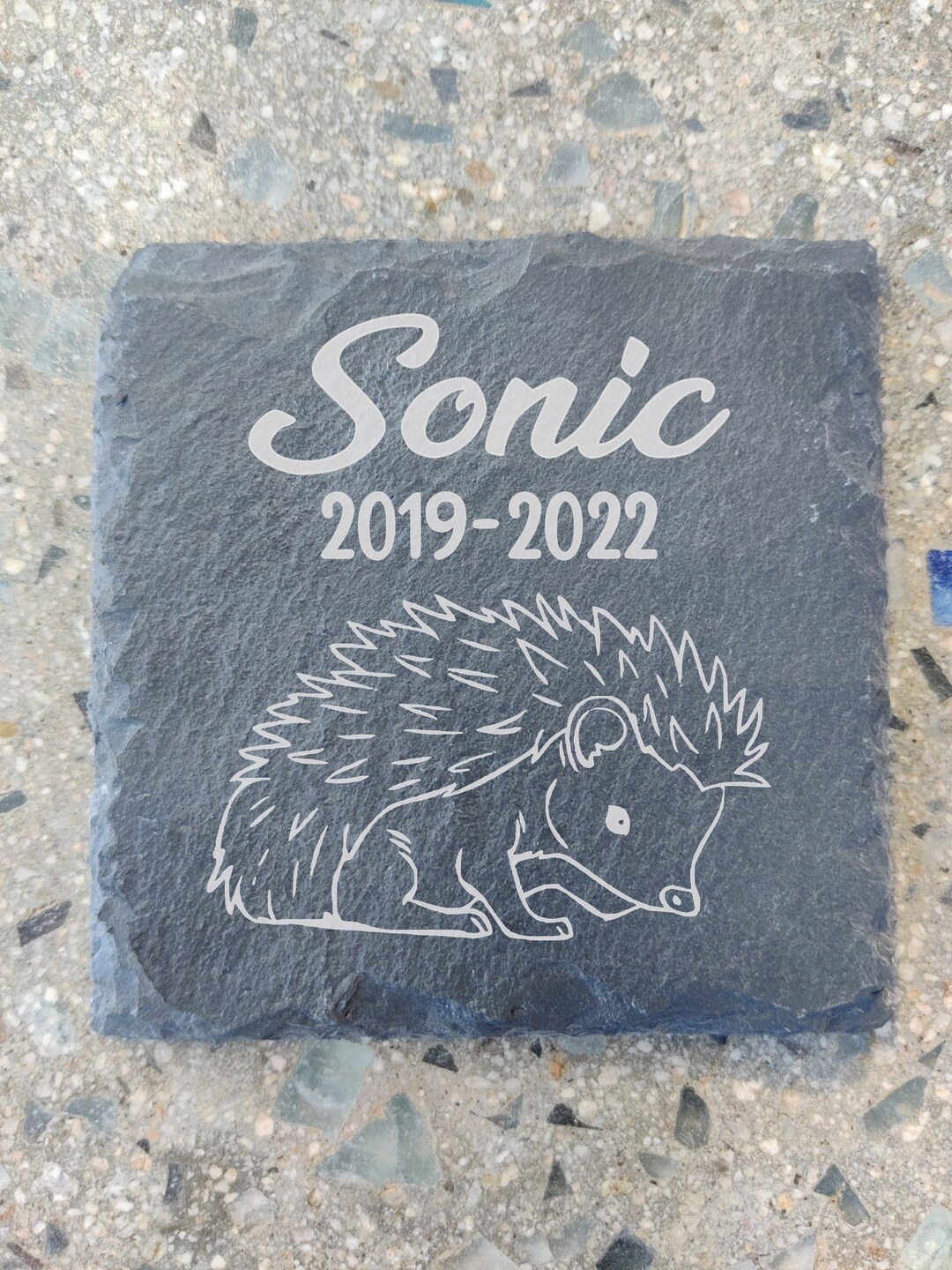 4x4 Custom Engraved Slate Hedgehog Pet Memorial Grave Marker Plaque ...