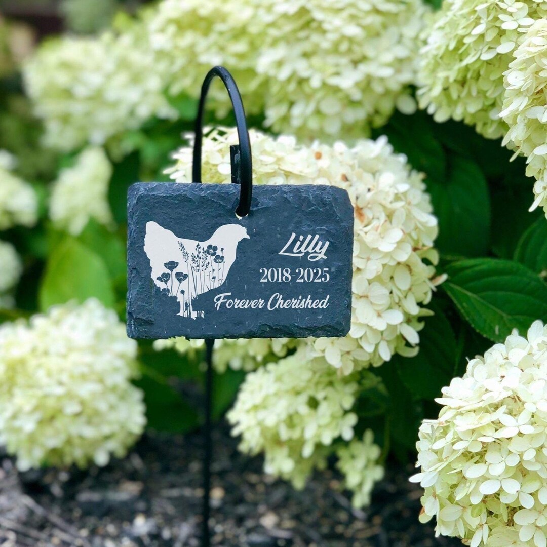 Personalized Chicken Memorial Slate Plaque: Floral Design, in Loving ...