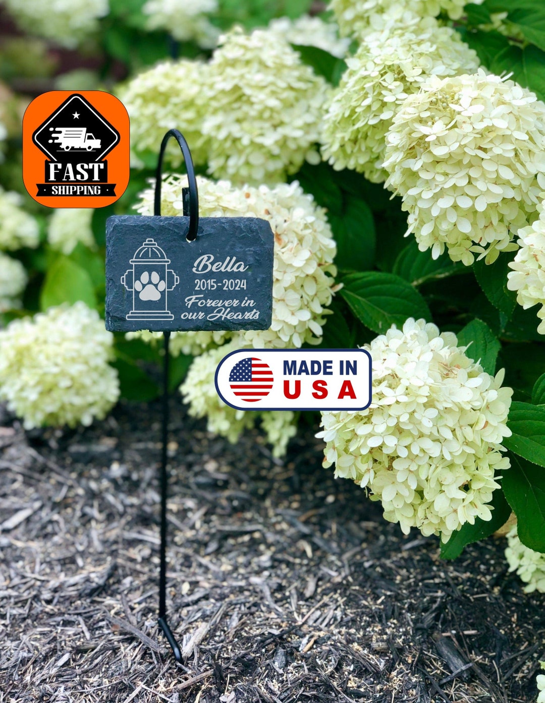 Dog Fire Hydrant Pet Memorial 3x4 Forever in Our Hearts Custom ...