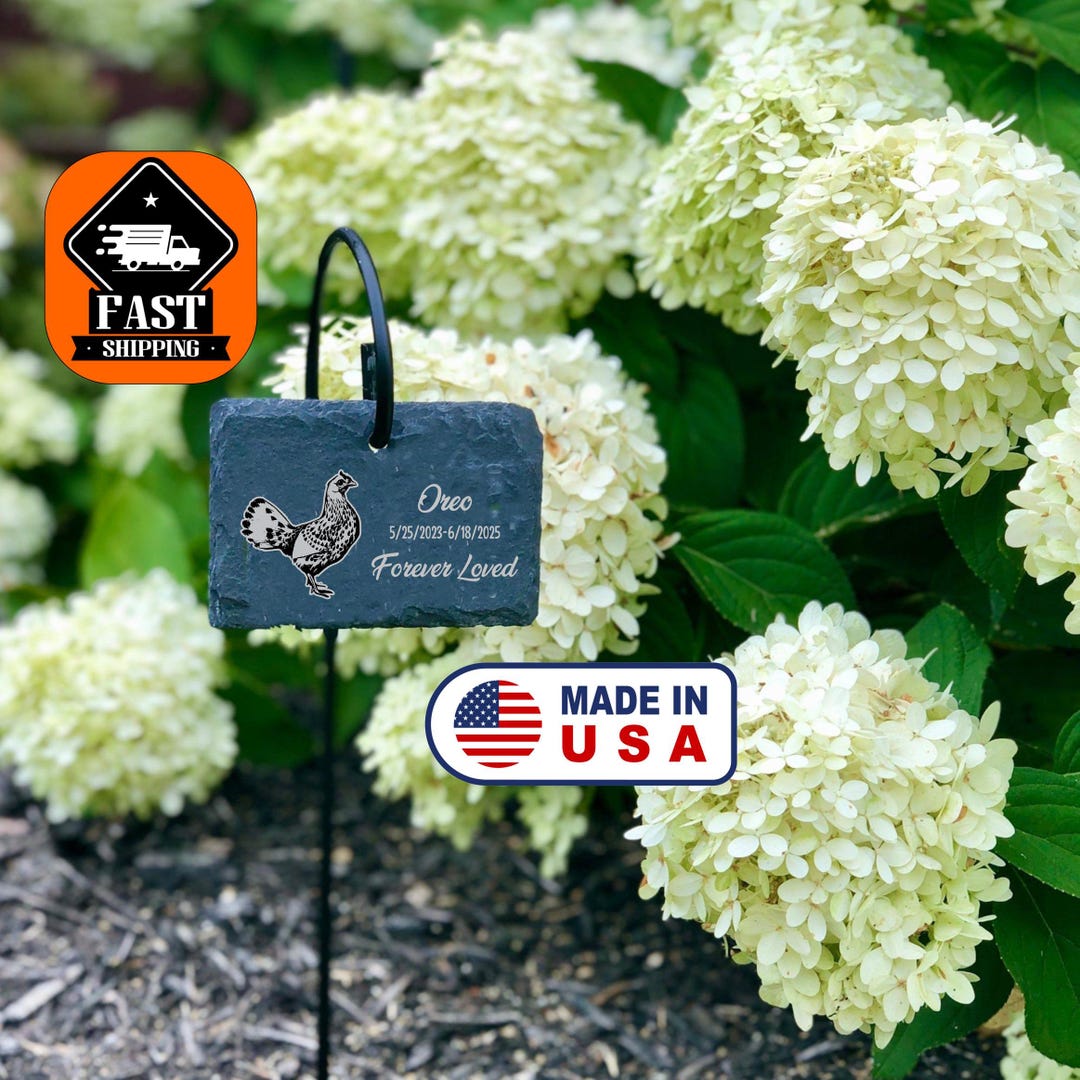 3x4 Personalized Chicken Memorial Slate With Stand | Custom Pet Tribute ...