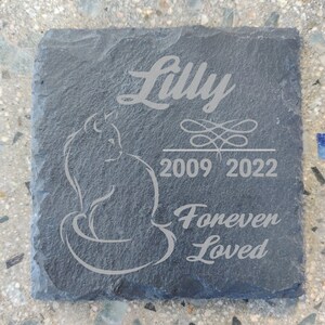 Cat Pet Memorial 4x4 Custom Engraved Slate Grave Marker Plaque ...