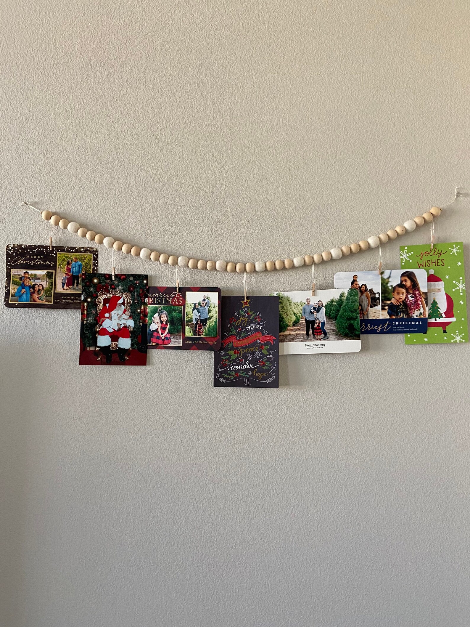 Christmas Card Garland // Wood Ball Garland // Felt Ball Garland - Etsy