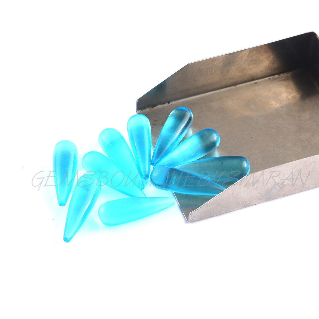 2/4 Pieces~~sky Blue Hydro Quartz Smooth Elongated Drops~~sky Blue ...