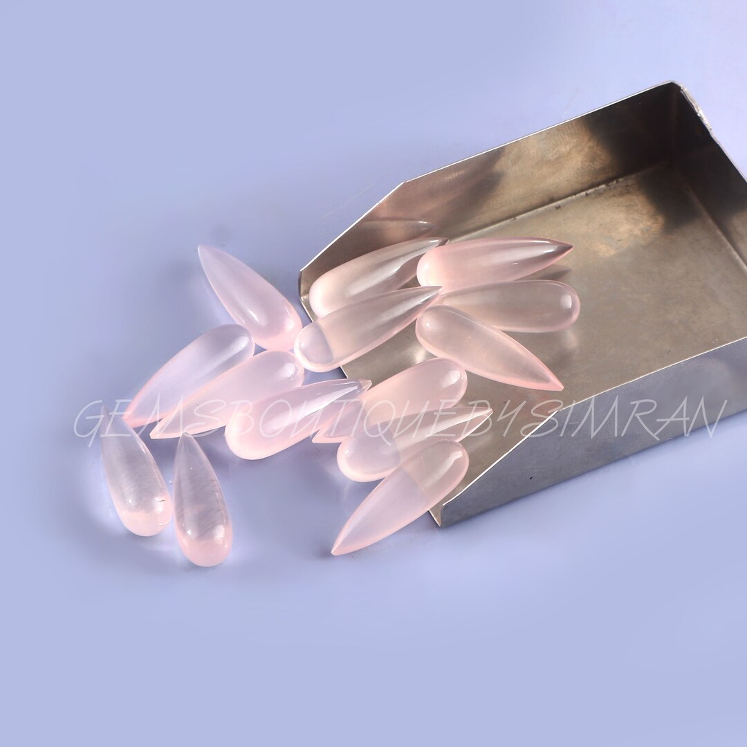 2/4 Pieces~~rose Quartz Smooth Elongated Drops~~rose Quartz Tear Drops ...