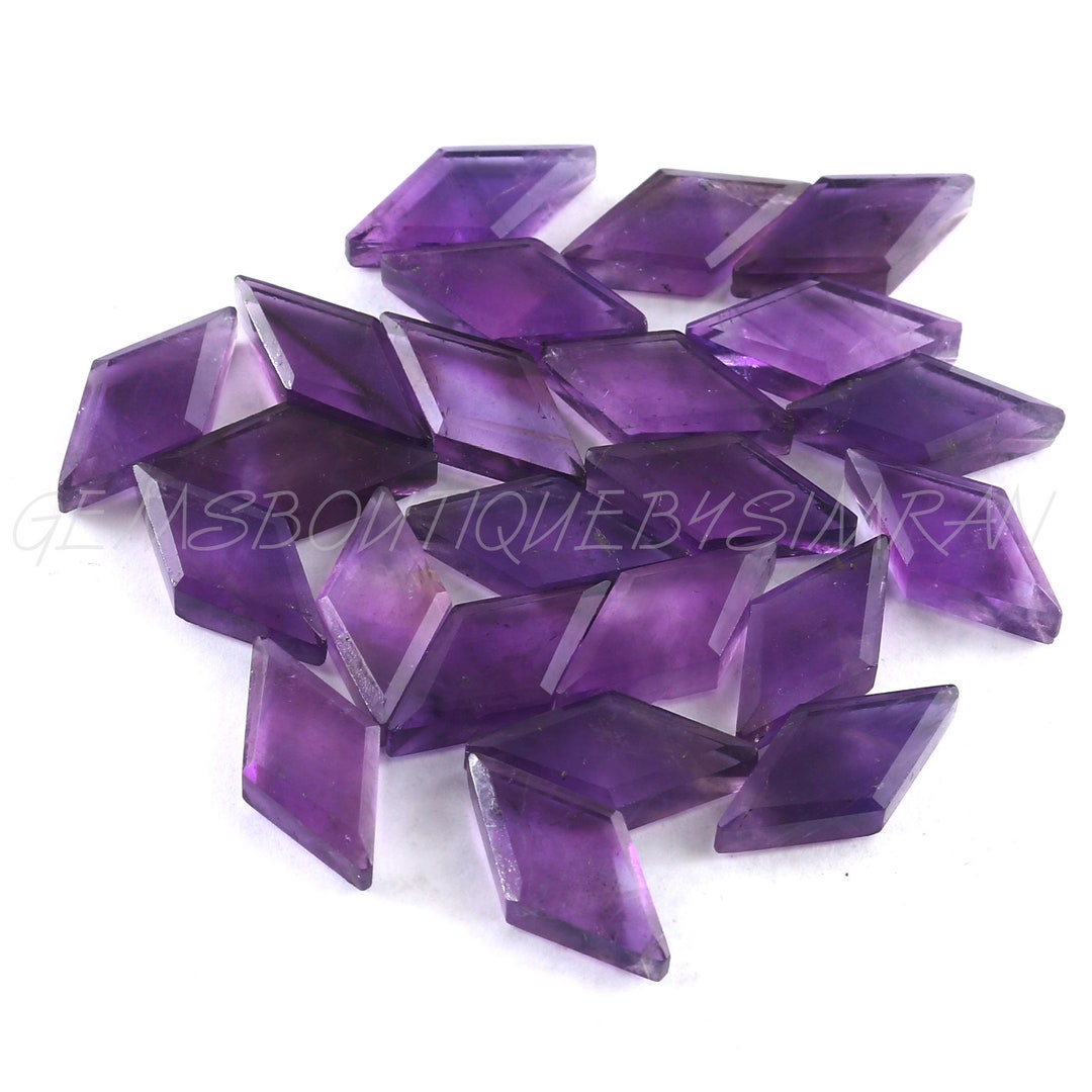 10 Piecesamethyst Flat Faceted Diamond Shape Briolettesamethyst Fancy ...