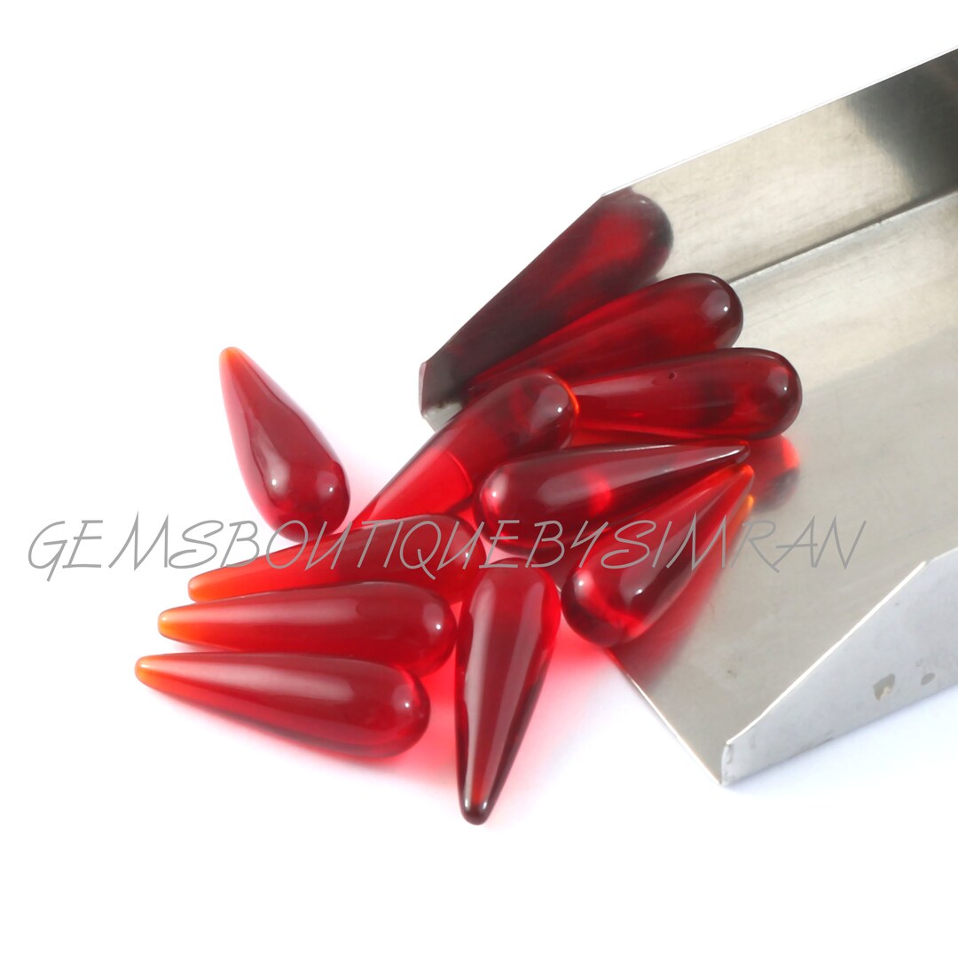 2/4 Pieces~~red Garnet Hydro Quartz Smooth Elongated Drops~~garnet ...
