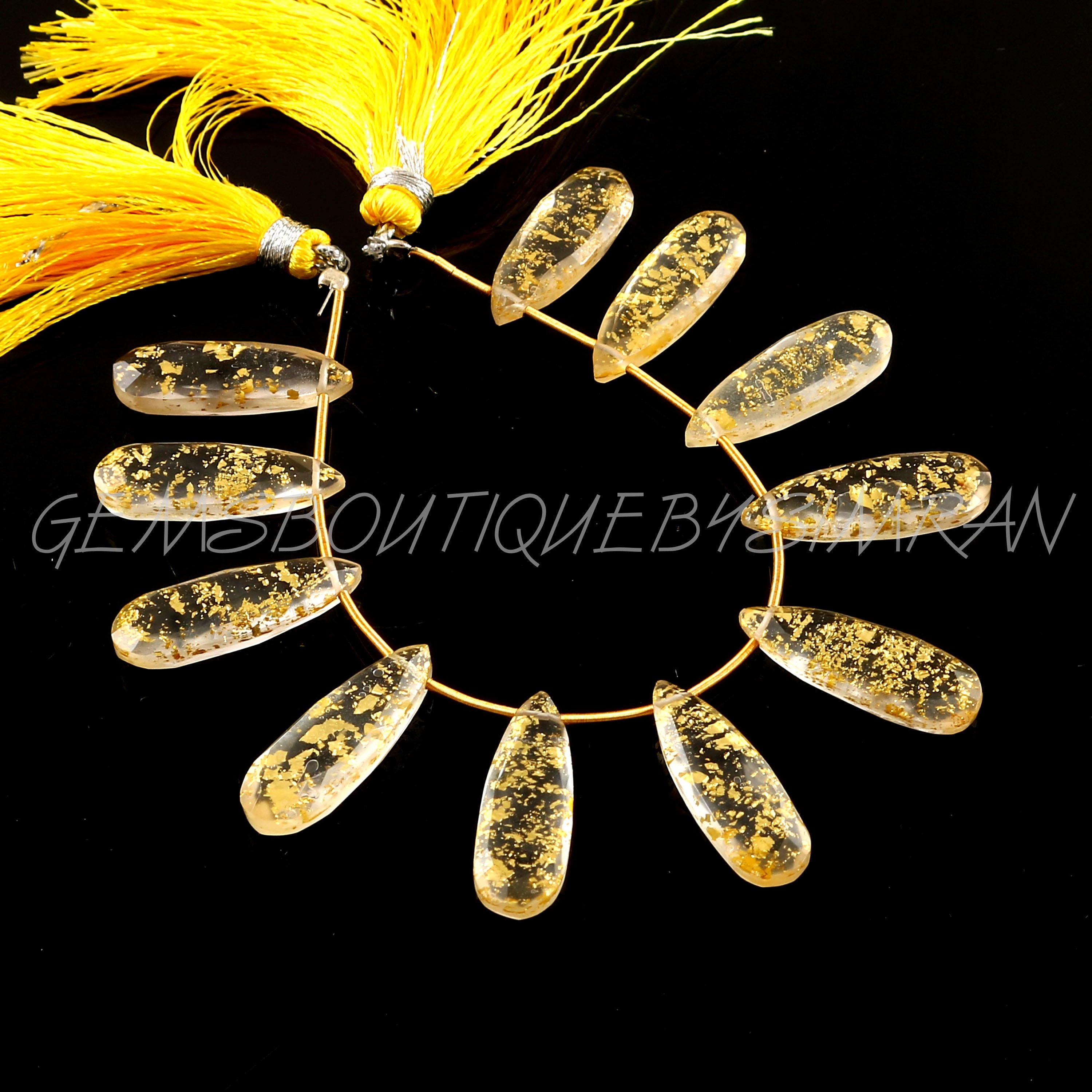 12 Pieces24k Gold Foil-crystal Doublet Faceted Long Pears - Etsy