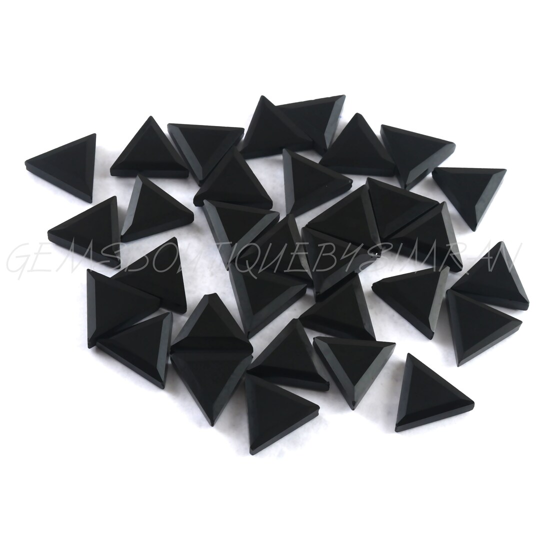 8 Pieces~~black Onyx Flat Faceted Triangle Shape Briolettes~~black Onyx ...