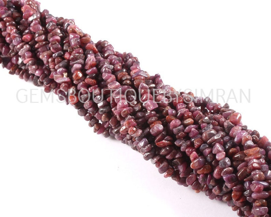34 Inches Long Strand Natural Ruby Chips Beads, Natural Ruby Uncut ...