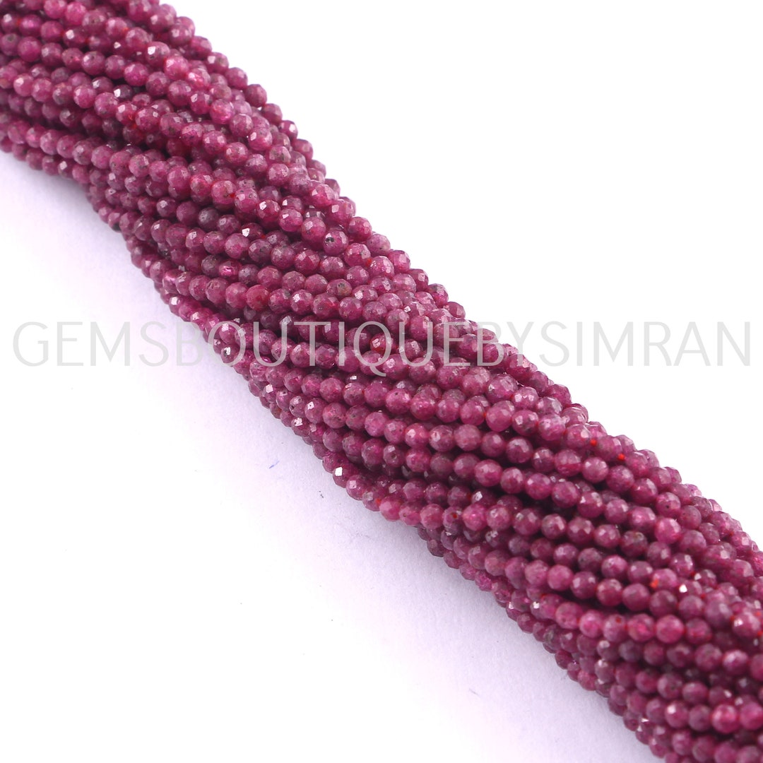 13 Inches Long Strand Natural Ruby Faceted Rondelle Beads, Ruby Beads ...