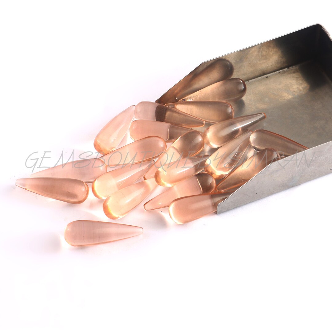 2/4 Pieces~~peach Morganite Hydro Quartz Smooth Elongated Drops ...