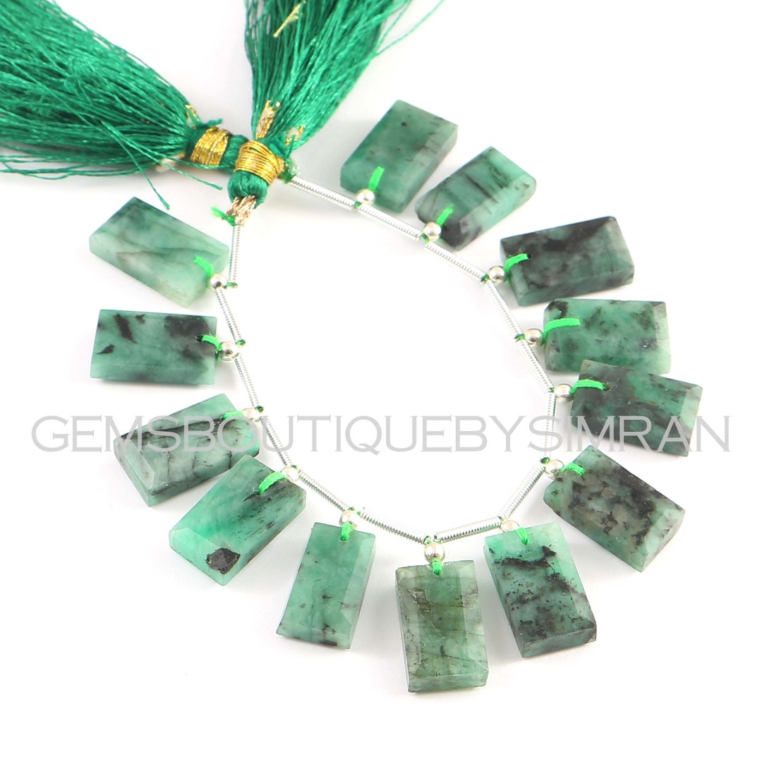 10 Pieces Beautiful Natural Emerald Faceted Rectangle Briolettes ...