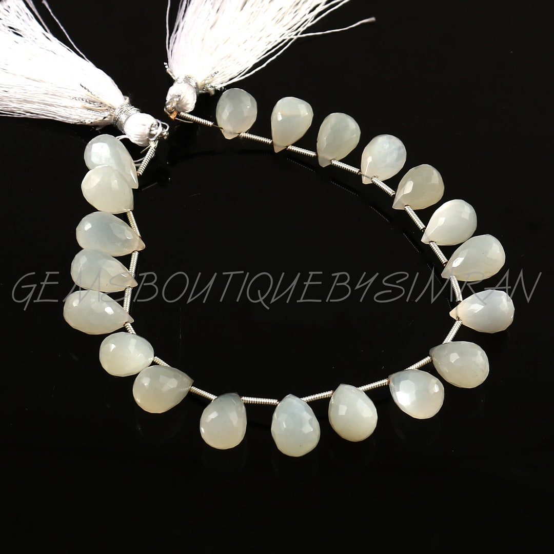 8 Inches Long Strand White Moonstone Faceted Drops~ White Moonstone ...