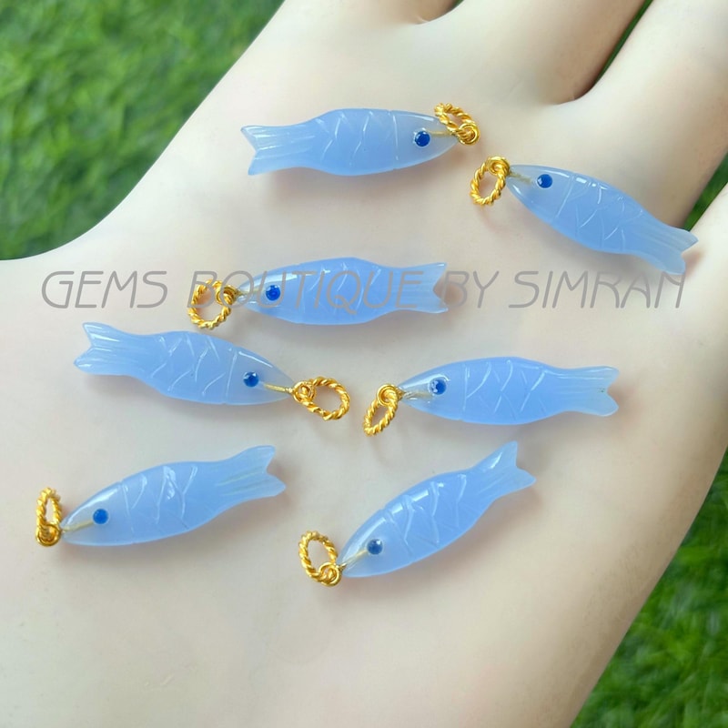 Chalcedony Fish Charm - Etsy