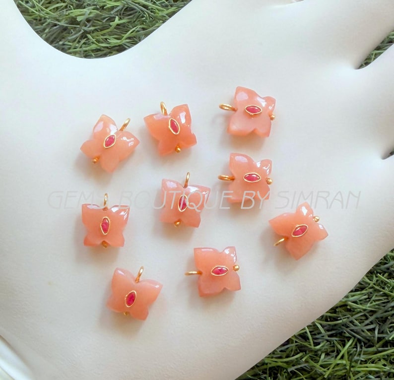 1/2 Pieces~~peach Moonstone Sterling Silver Butterfly Pendant~~peach ...