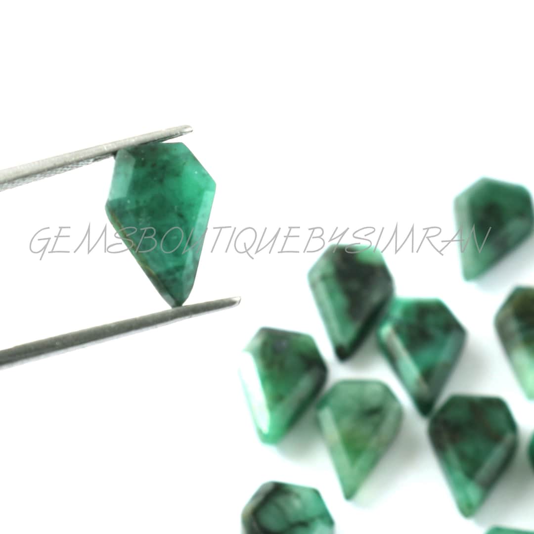 10 Pieces~~emerald Fancy Slice Cut Gemstone~~emerald Diamond Shape ...