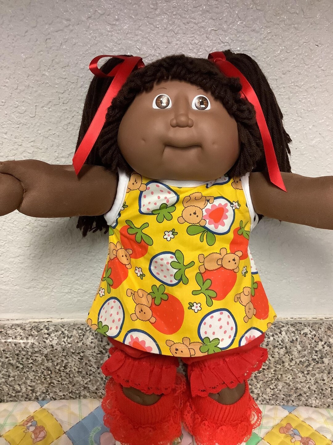 RARE Vintage Cabbage Patch Kid Girl African American Dark Brown Hair ...