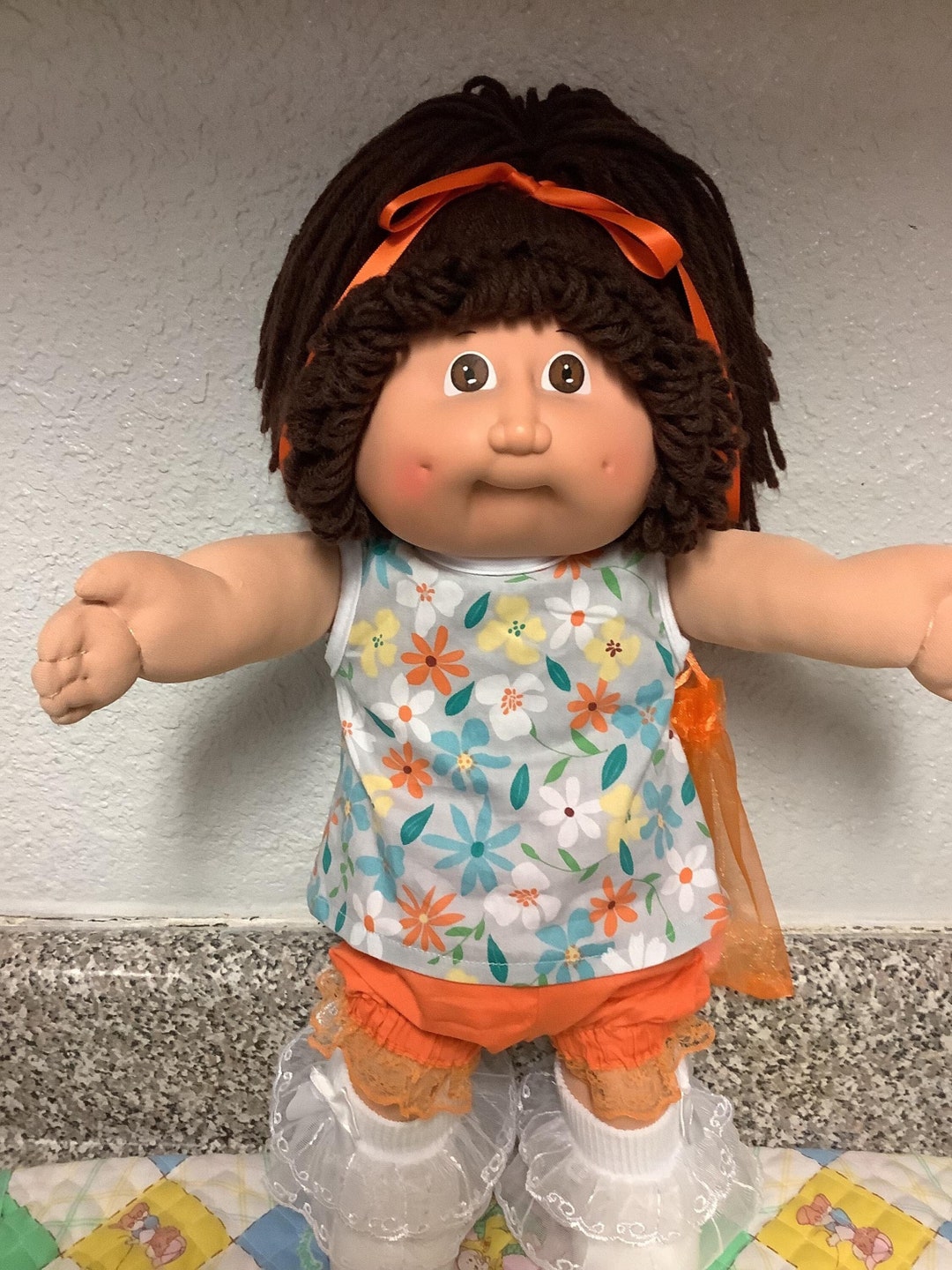 Vintage Cabbage Patch Kid Girl Hong Kong P Factory Brown Single Pony ...