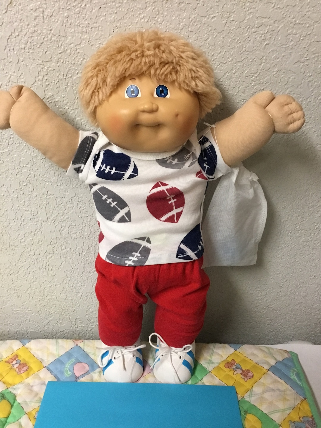 First Edition Vintage Cabbage Patch Kid Boy Wheat Fuzzy Hair Blue Eyes ...
