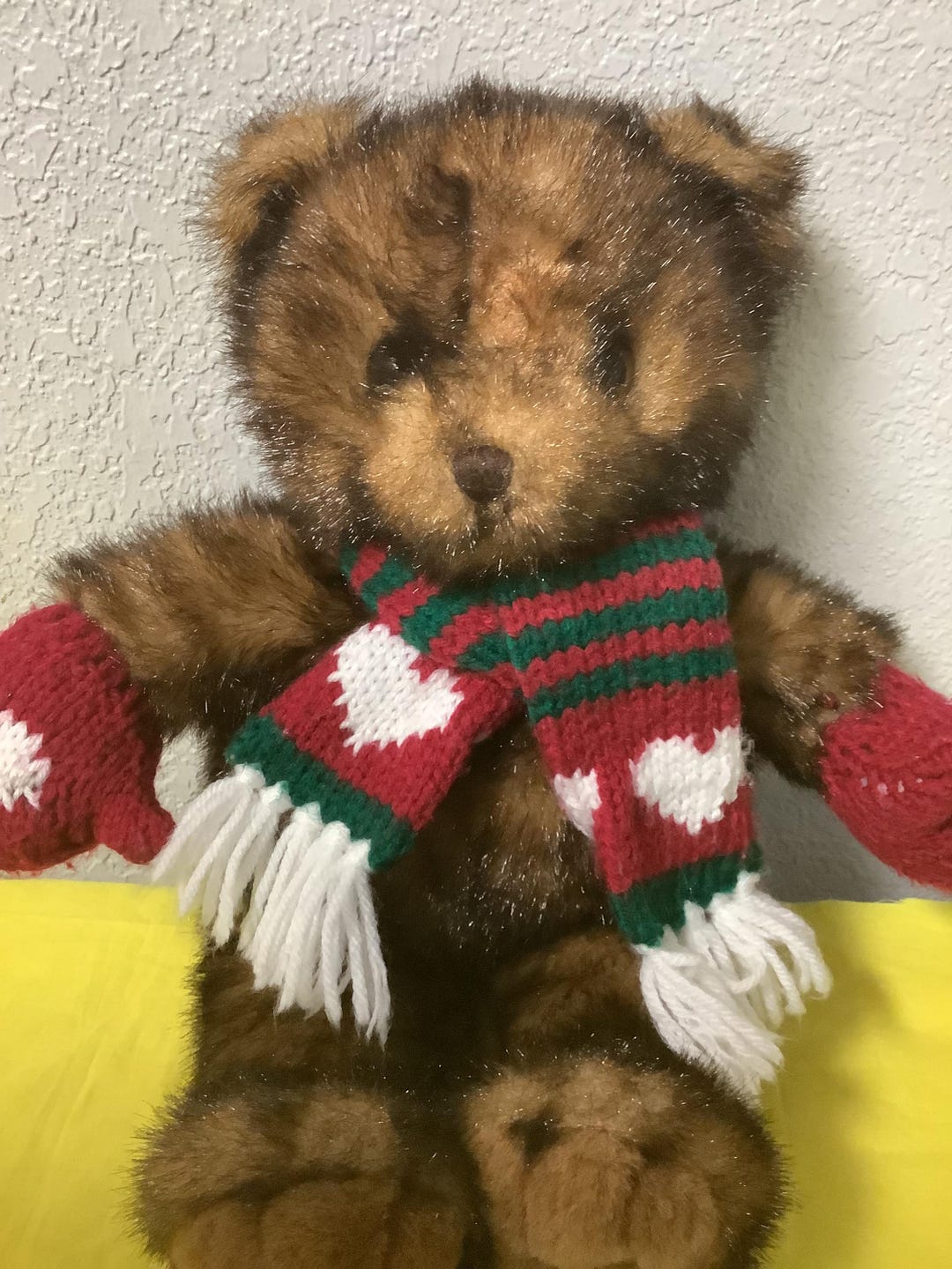 Dilliard’s Inc. Plush Brown Teddy Bear With Scarf & Mittens or Gloves ...
