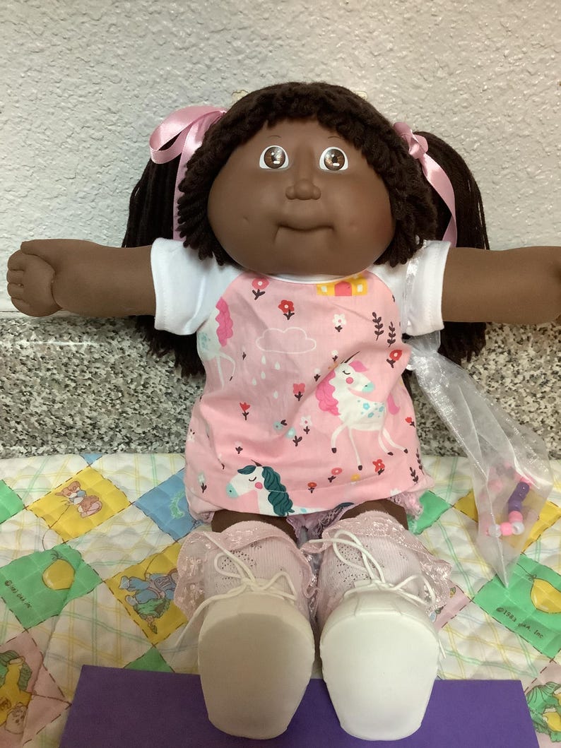 RARE Vintage Cabbage Patch Kid AA Girl Dark Brown Hair Brown Eyes Head ...