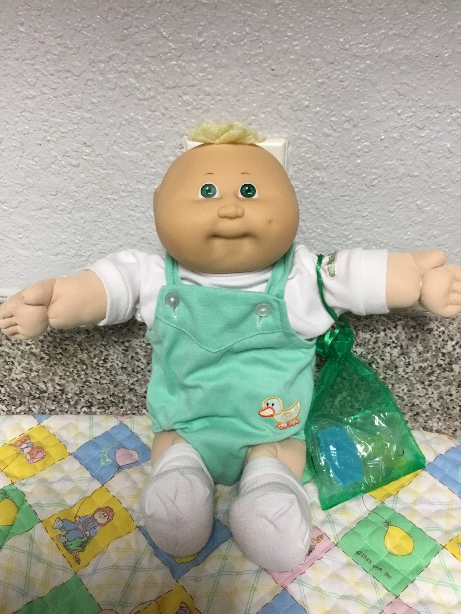 Vintage Cabbage Patch Kids Preemie Head Mold #3 Lemon Tuft Green Eyes ...