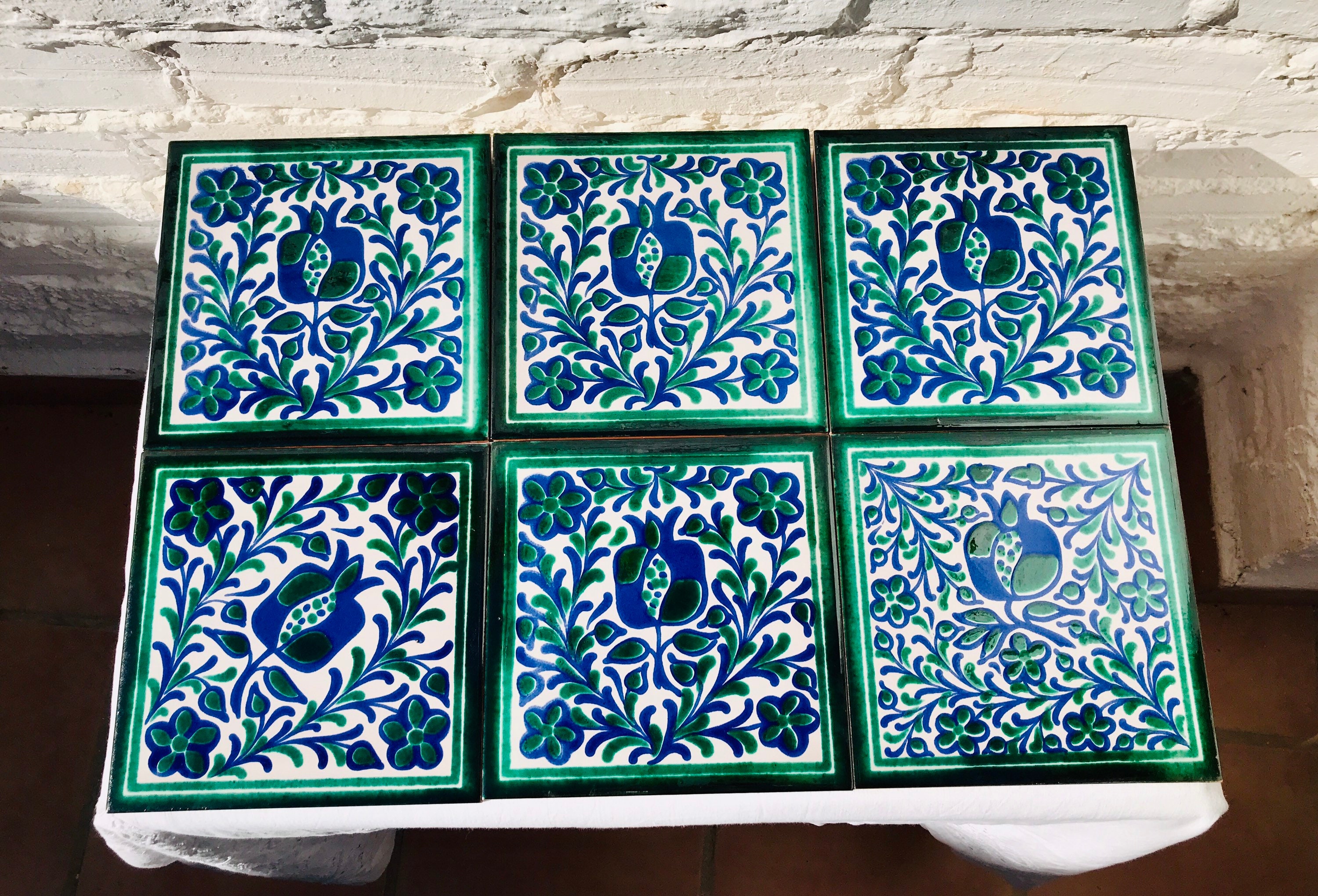 Set of 6 Talavera Spanish Tiles Hand Painted BLUE GREEN - Etsy