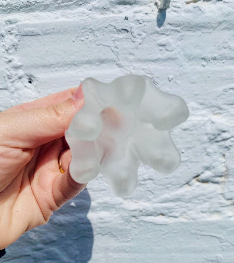 4 Rare Antique Frosted Glass Flowers Flower Rose for Chandelier Crystal ...