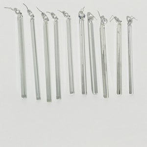 10 Long Clear Glass Chandelier Prisms ANTIQUE 8.5 in Stringers Beads ...