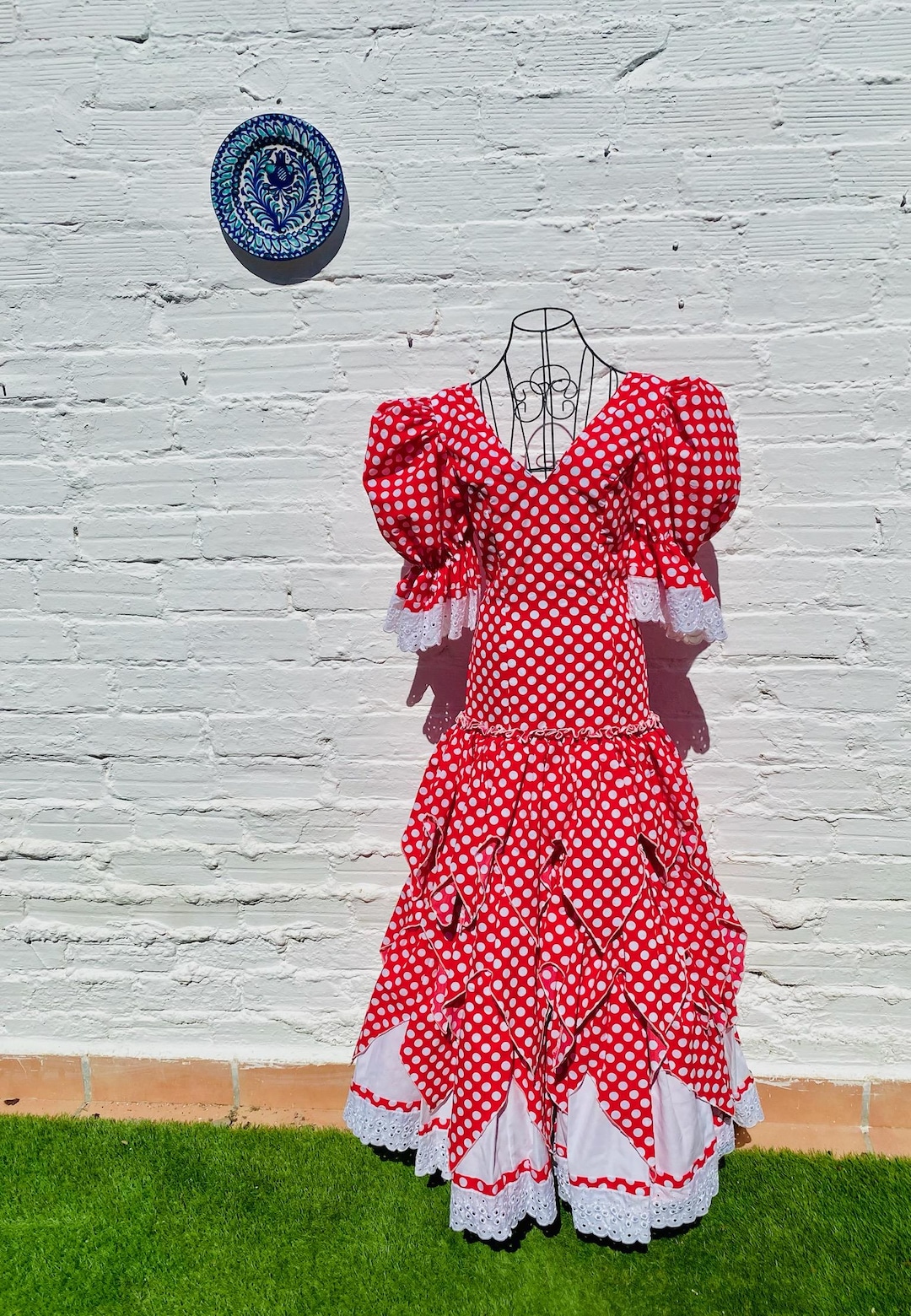 Vintage Flamenco Dress: Red Polka Dot Feria Gitana, 26" Waist - Etsy