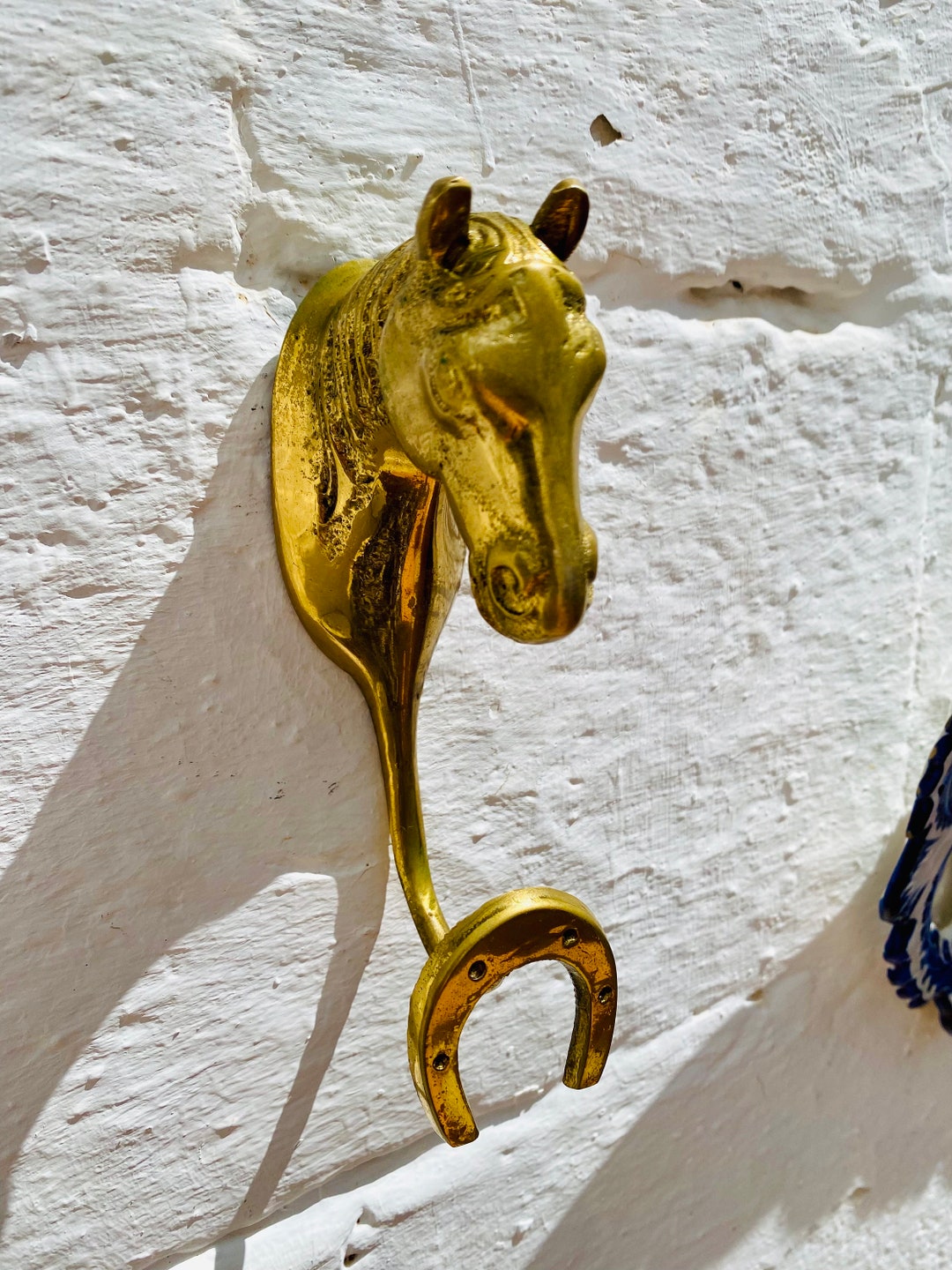 Antique Cast Bronze HORSE HOOK Coat Hat Rack Wall Hooks Gold Equestrian ...